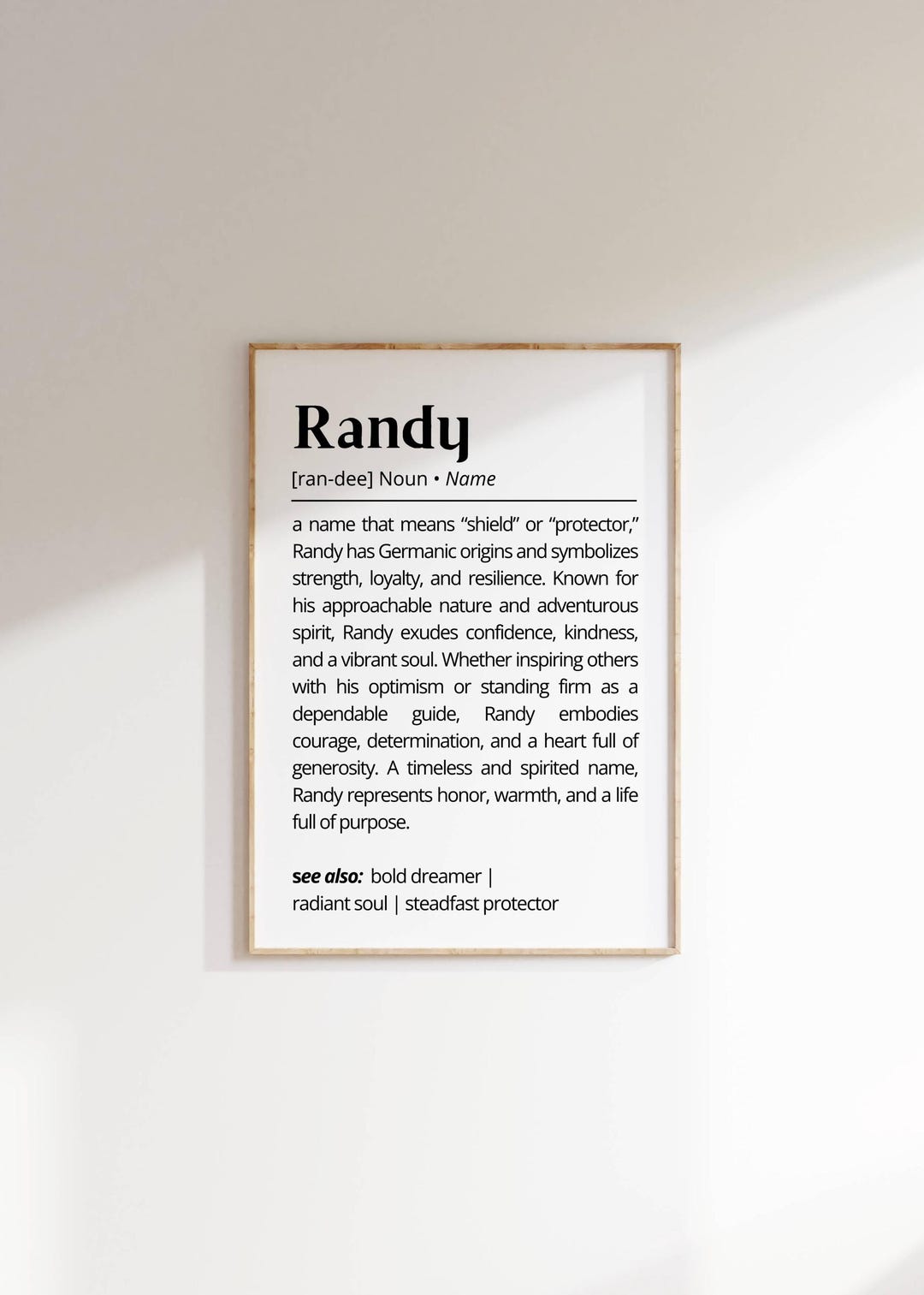 Randy Name Definition Wall Art Personalized Name Meaning Minimalist ...