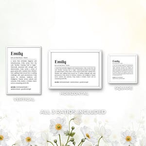 Emily Name Definition Wall Art Print Elegant Personalized Gift for Friends & Family Timeless ...