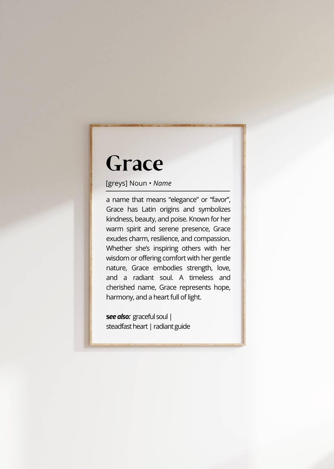 Grace Name Definition Wall Art Elegant Personalized Gift Idea ...