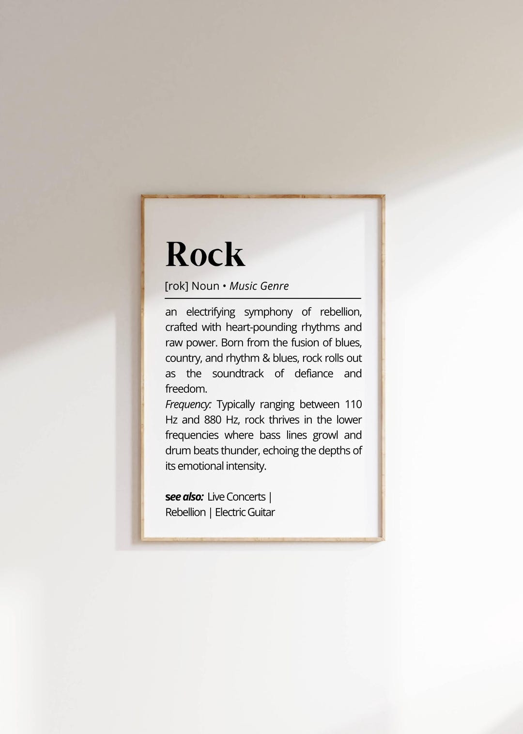 Rock Music Definition Art Print: Minimalist Typography (digital ...