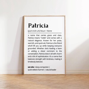 Patricia Name Meaning Print: Elegant Personalized Wall Art (digital ...