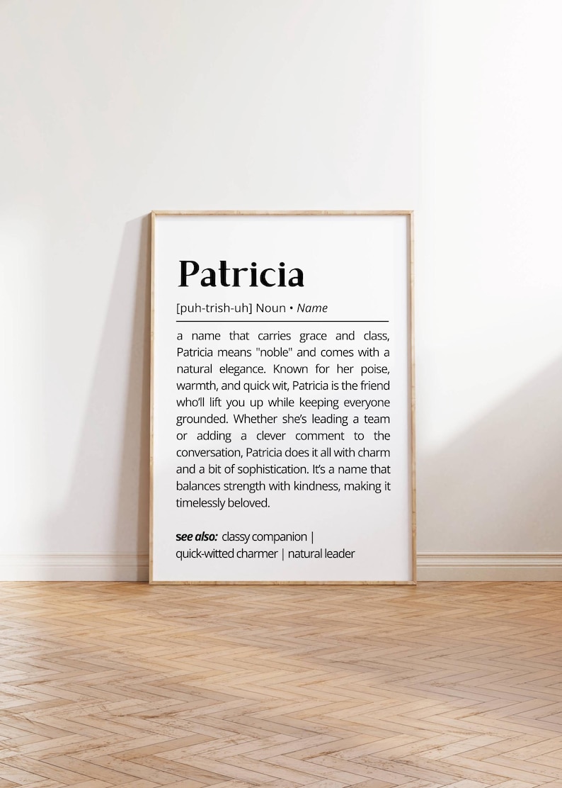 Patricia Name Meaning Print | Personalized Gift | Nursery Wall Art ...