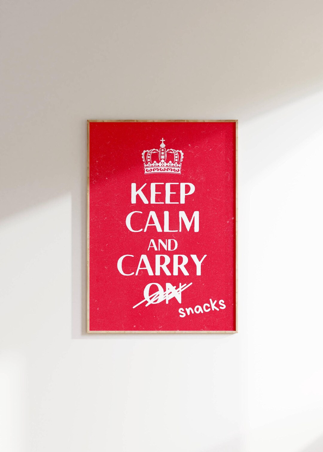 Keep Calm and Carry Snacks Poster: Humorous Retro Kitchen Art (digital ...