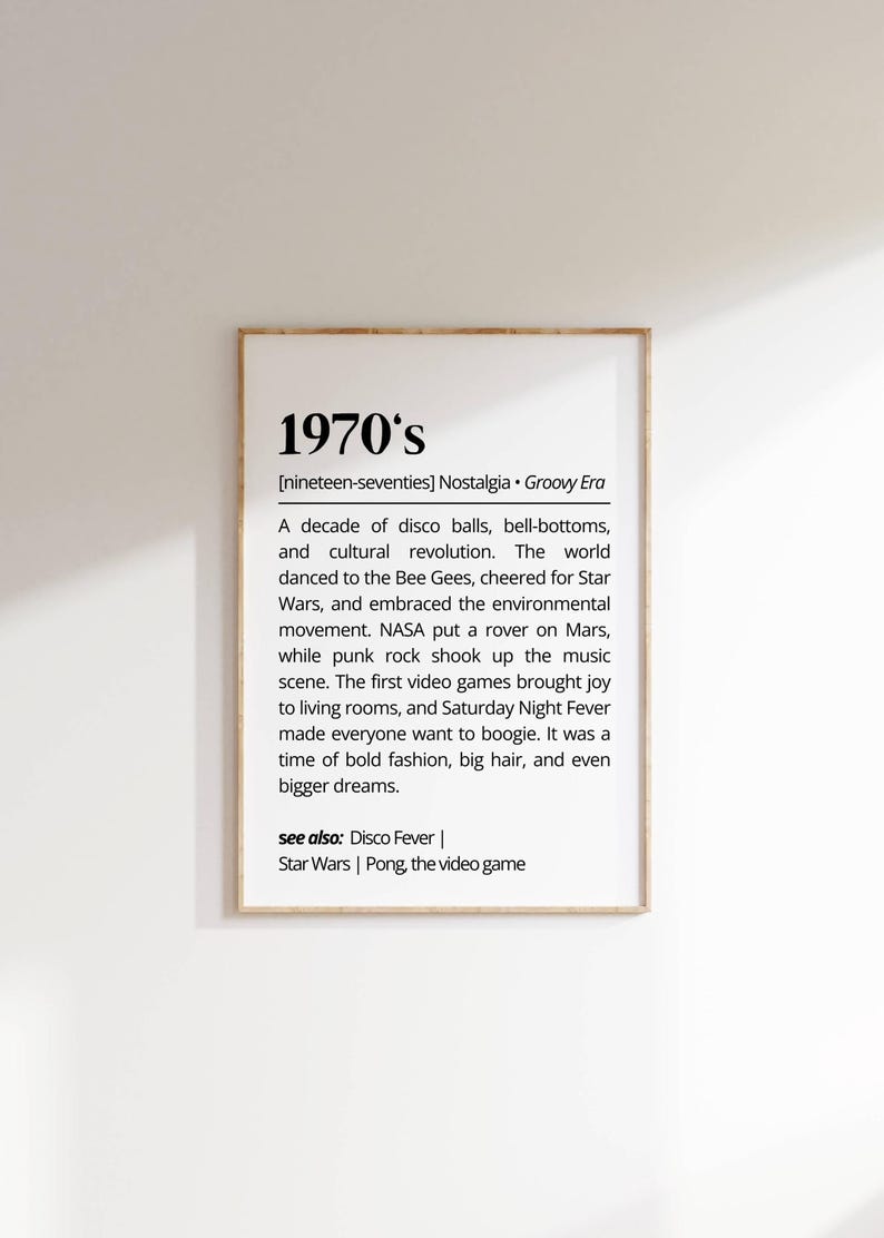 1970s Nostalgia Definition Print: Groovy Retro Wall Art (digital ...