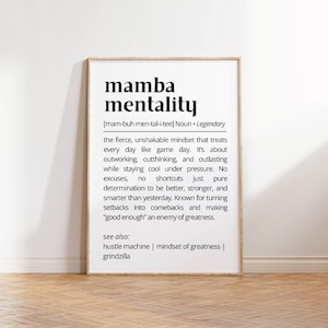 Mamba Mentality Definition Print: Inspirational Wall Art (digital ...