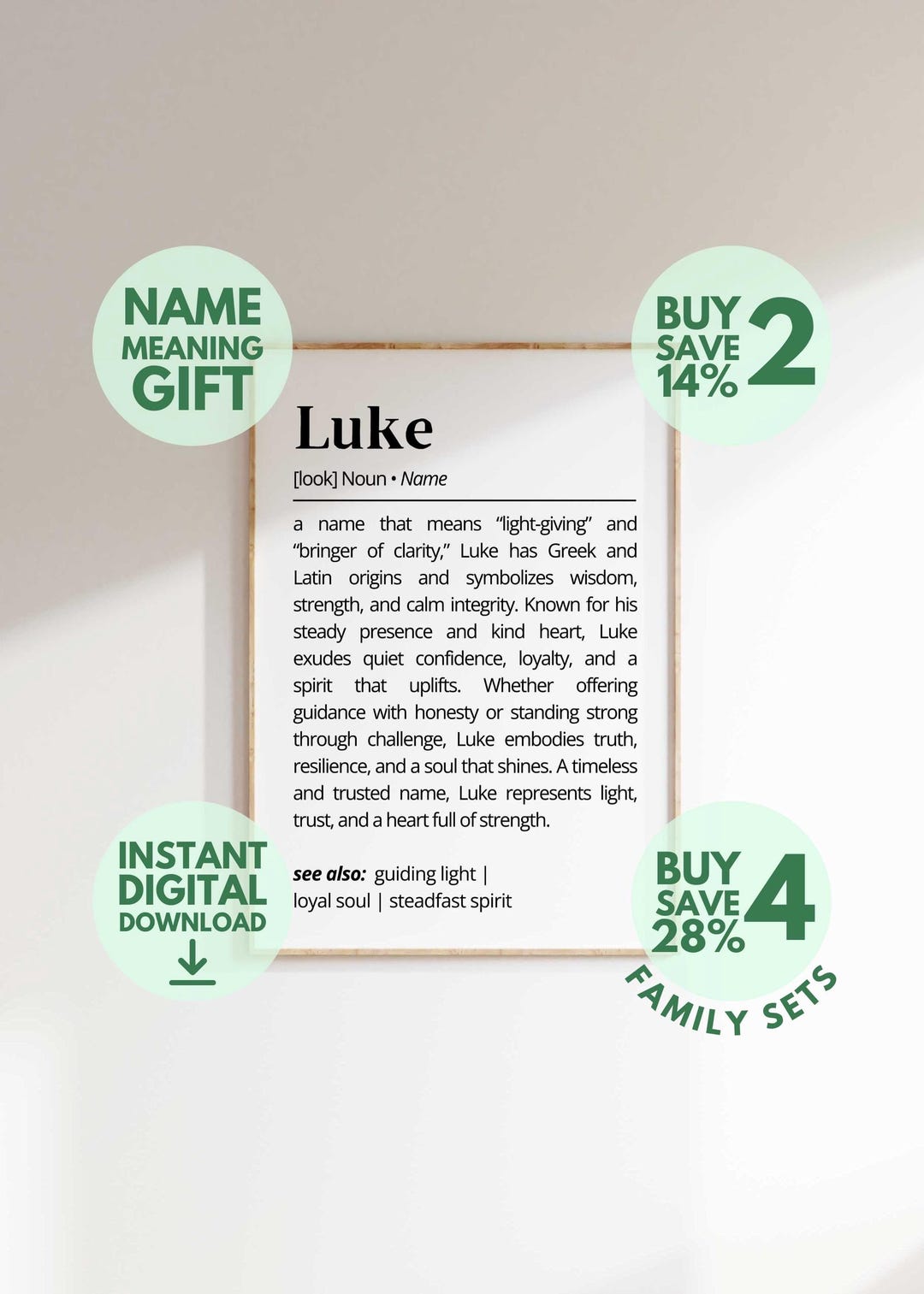 Luke Name Meaning Print | Personalized Gift | Nursery Wall Art ...