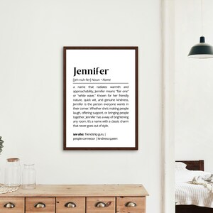 Jennifer Name Definition Wall Art Personalized Jennifer Name Meaning ...