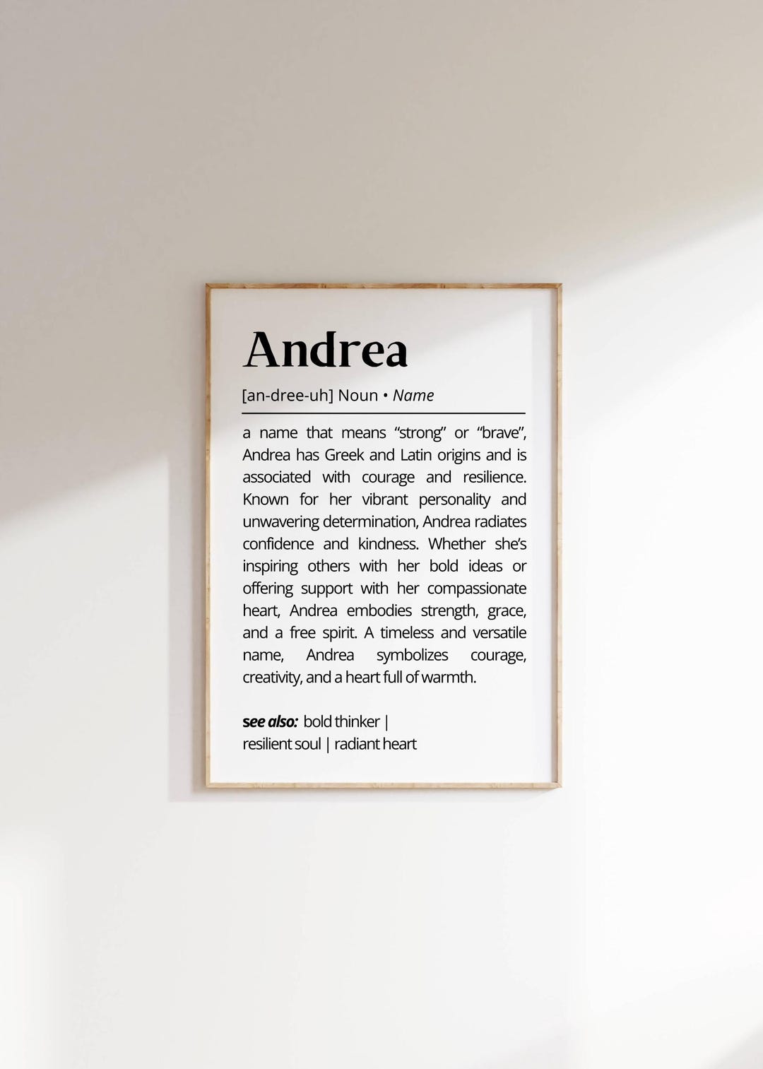 Andrea Name Definition Wall Art Unique Personalized Gift Name Meaning ...