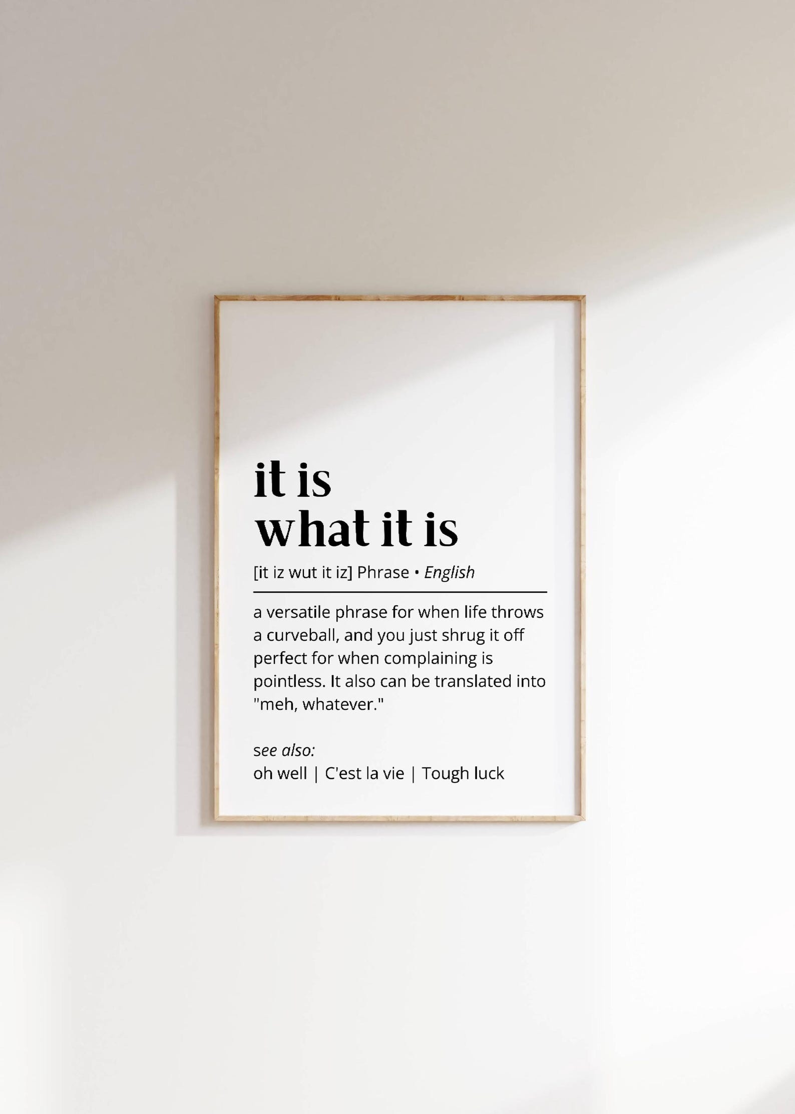It is What It is Definition Poster Motivational Wall Art Modern ...