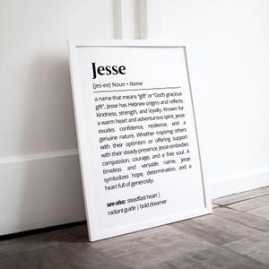 Jesse Name Meaning Printable Wall Art: Personalized Typography Gift ...