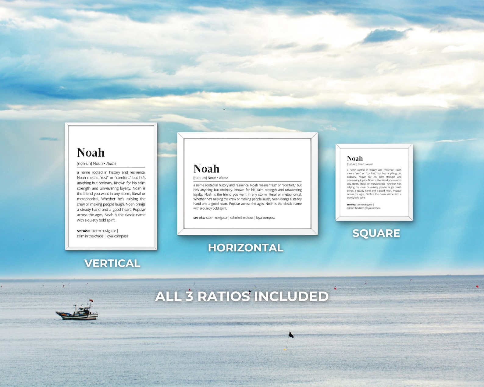 Noah Name Definition Wall Art Personalized Boy Nursery Decor Baby Room ...