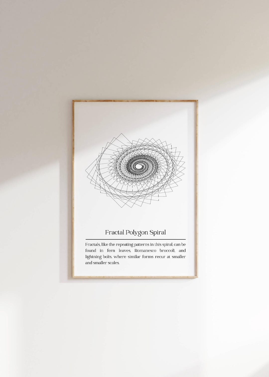 Fractal Polygon Spiral Art Print: Geometric Minimalist Decor (digital ...