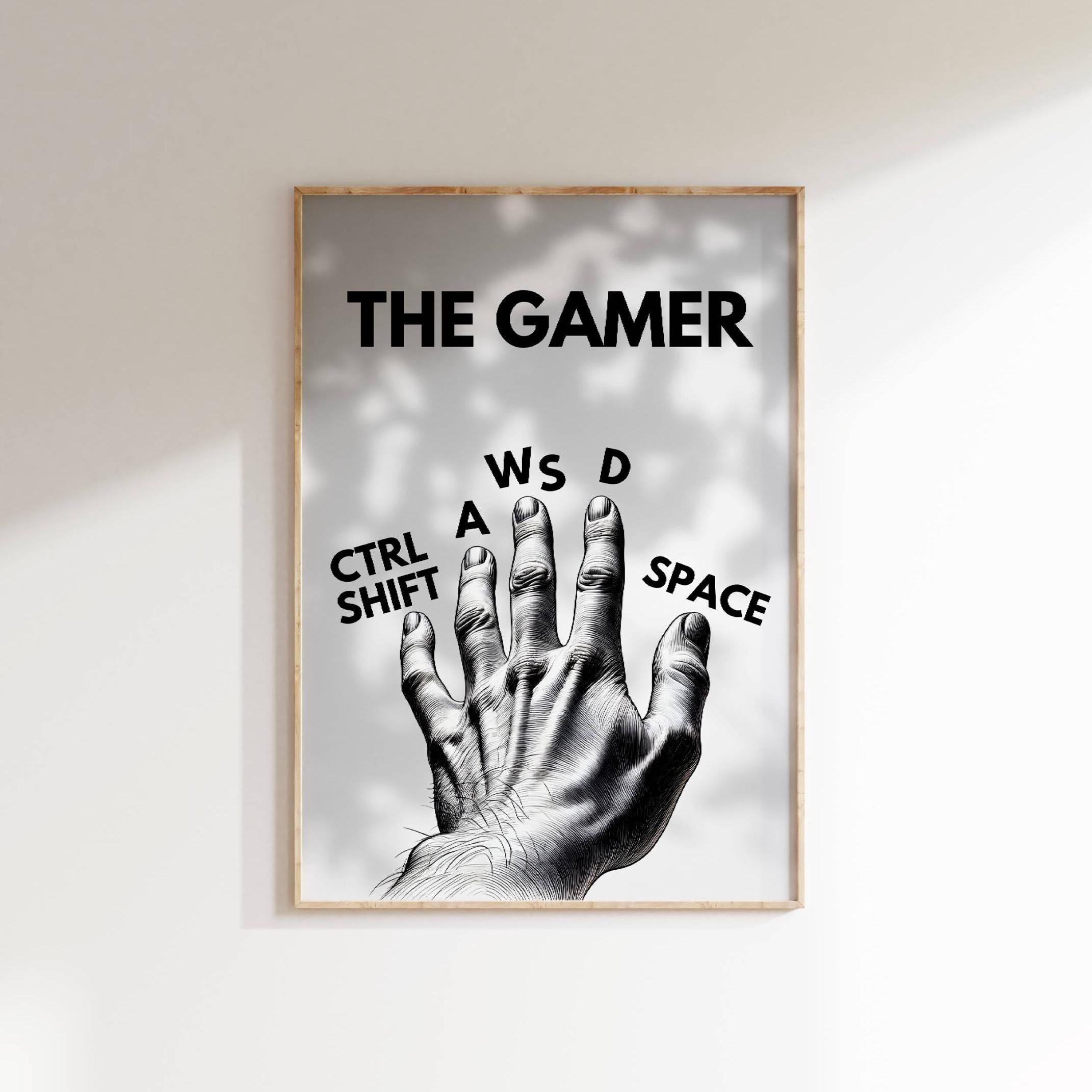 Gamer Hand Illustration Poster: WSAD Keys Gaming Art (digital Download ...
