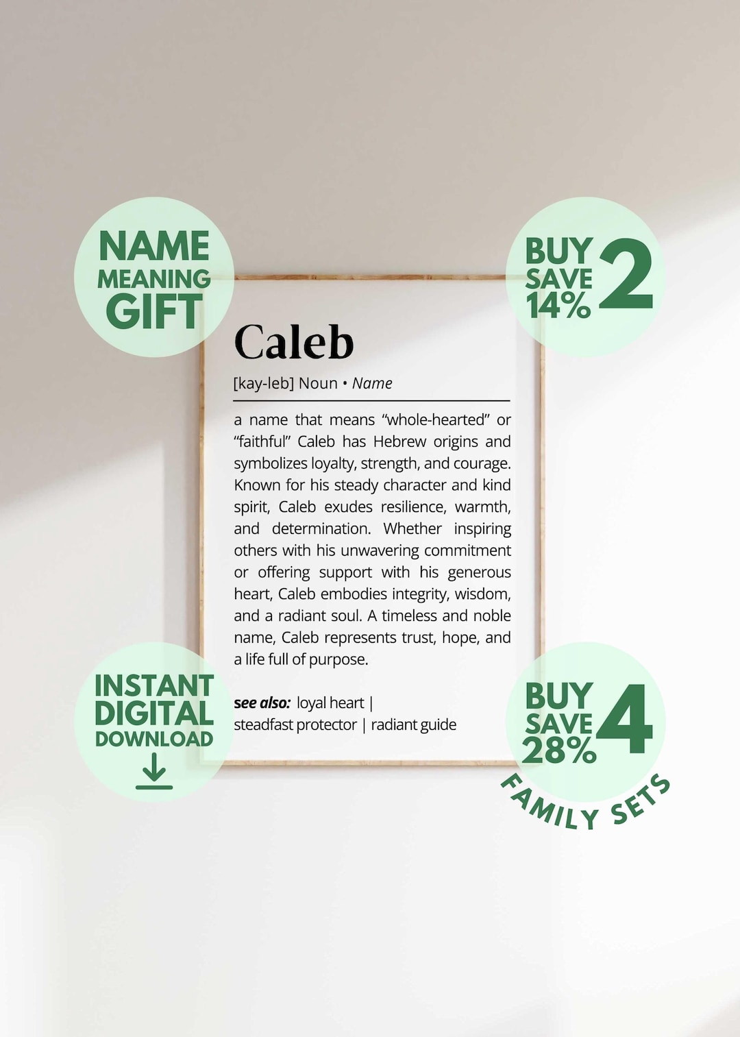 Caleb Name Meaning Print | Personalized Gift | Nursery Wall Art ...