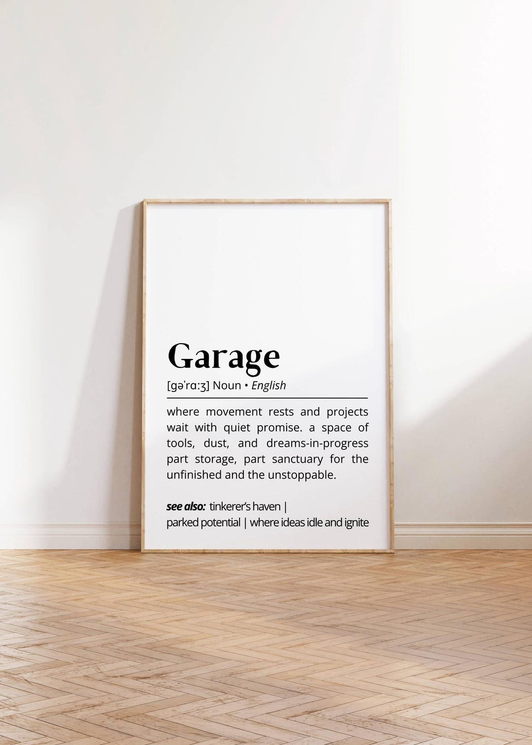 Garage Definition Wall Art for Workshop or Man Cave Poster Gift for Him ...