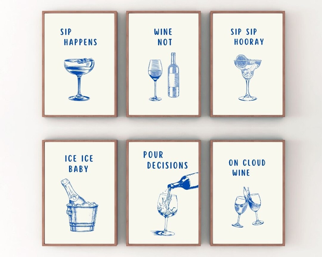Bar Art Prints Modern Liquor Posters Cocktail Prints Bar Cart Wall Art ...