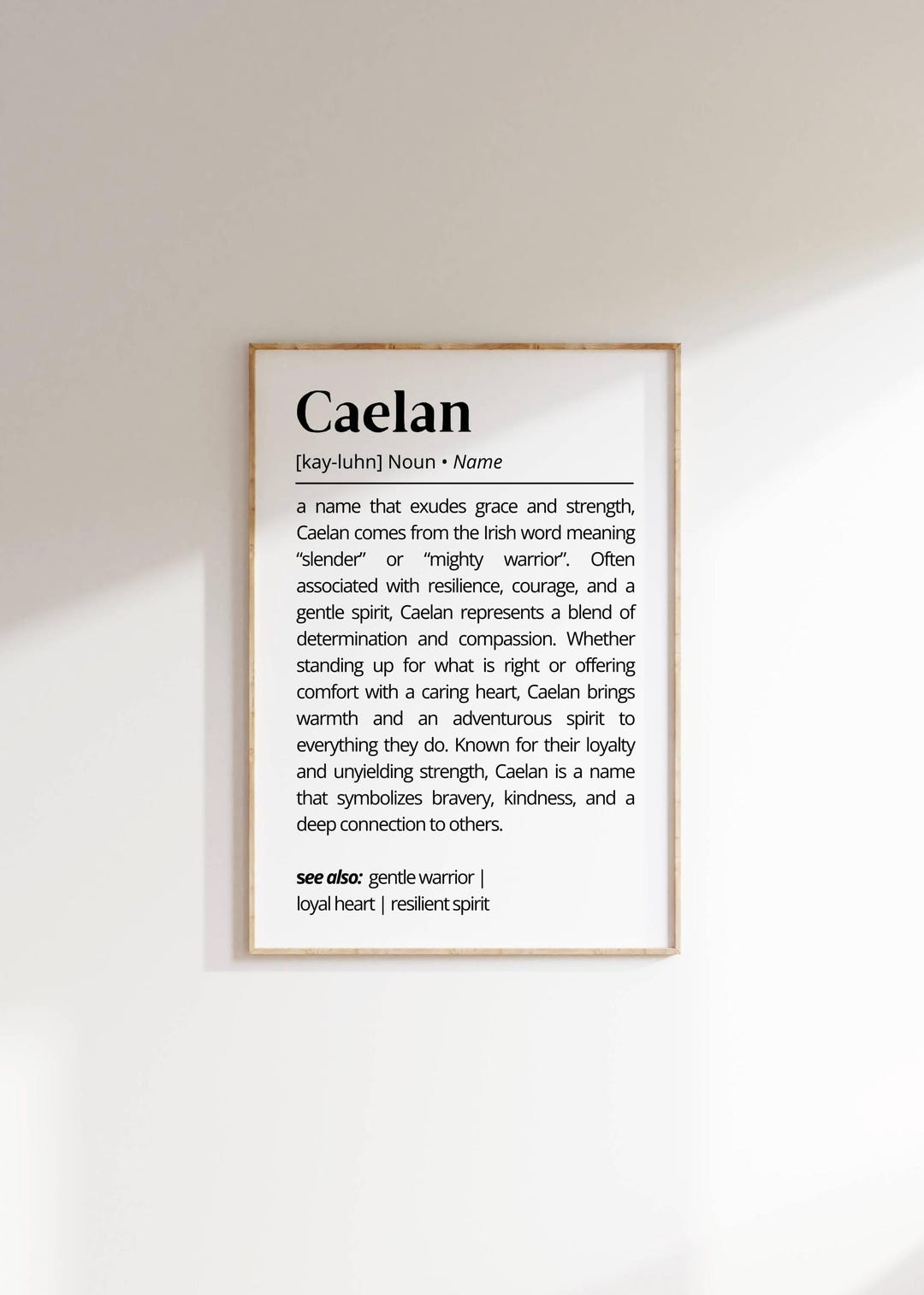 Caelan Name Meaning Print: Irish Definition, Personalized Wall Art ...