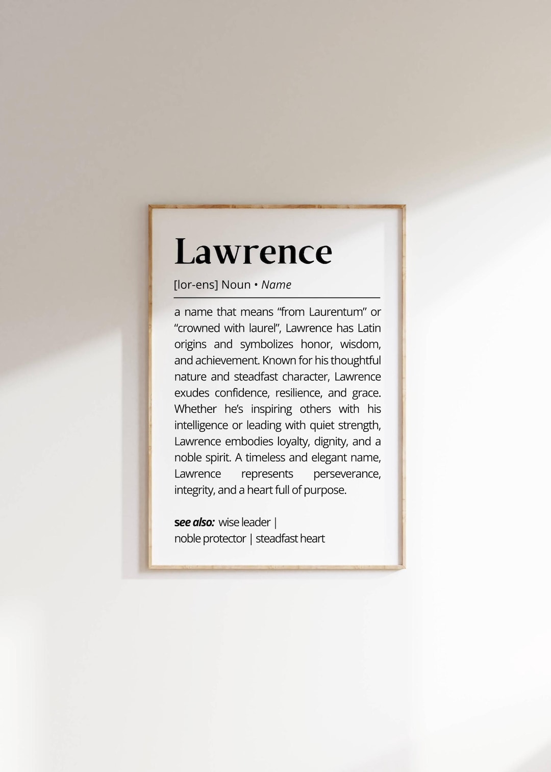 Lawrence Name Meaning Print | Personalized Gift | Nursery Wall Art ...