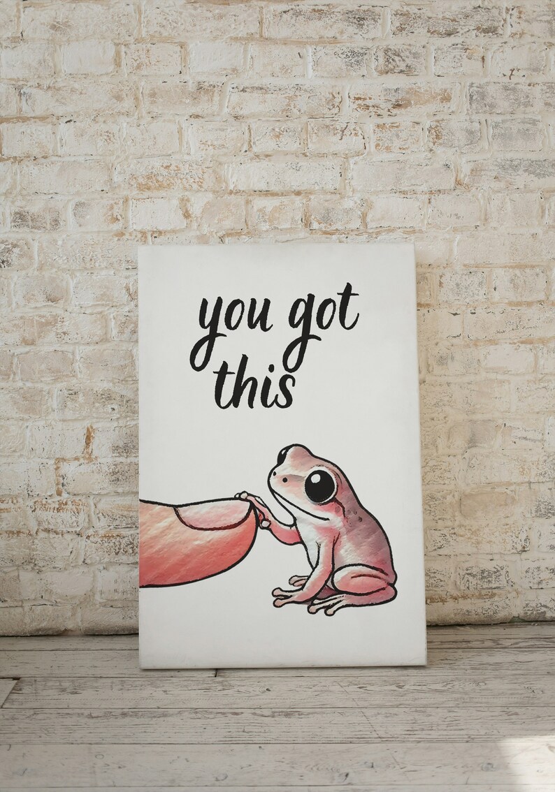 Cute Frog Poster, Inspirational Quote Wall Art, Cute Frog Drawing ...