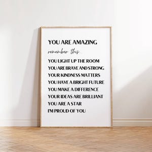 You Are Amazing Affirmation Wall Art for Kids Inspirational Classroom ...