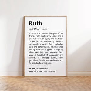 Ruth Name Meaning Print | Personalized Gift | Nursery Wall Art ...