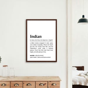 Indian Definition Wall Art Print Colorful Cultural Poster Indian ...