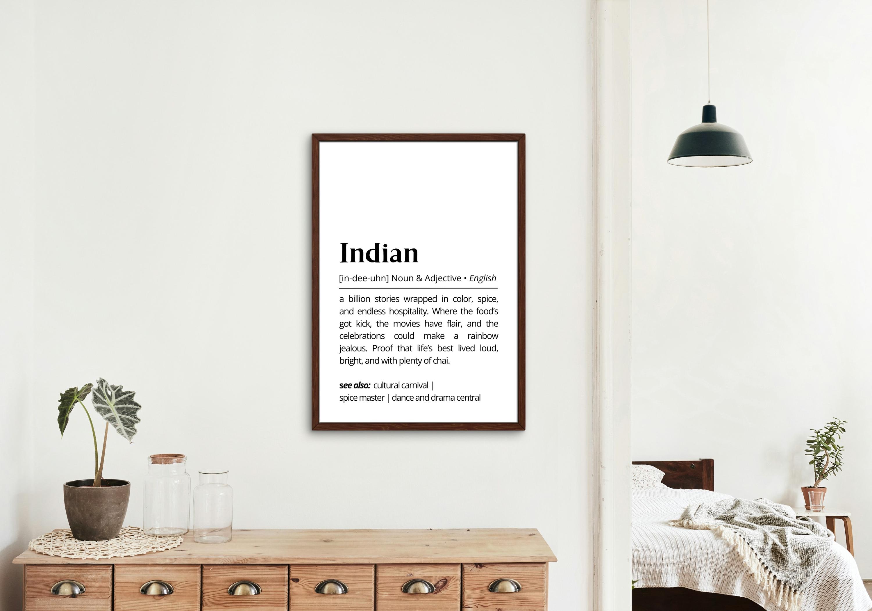 Indian Definition Wall Art Print Colorful Cultural Poster Indian ...