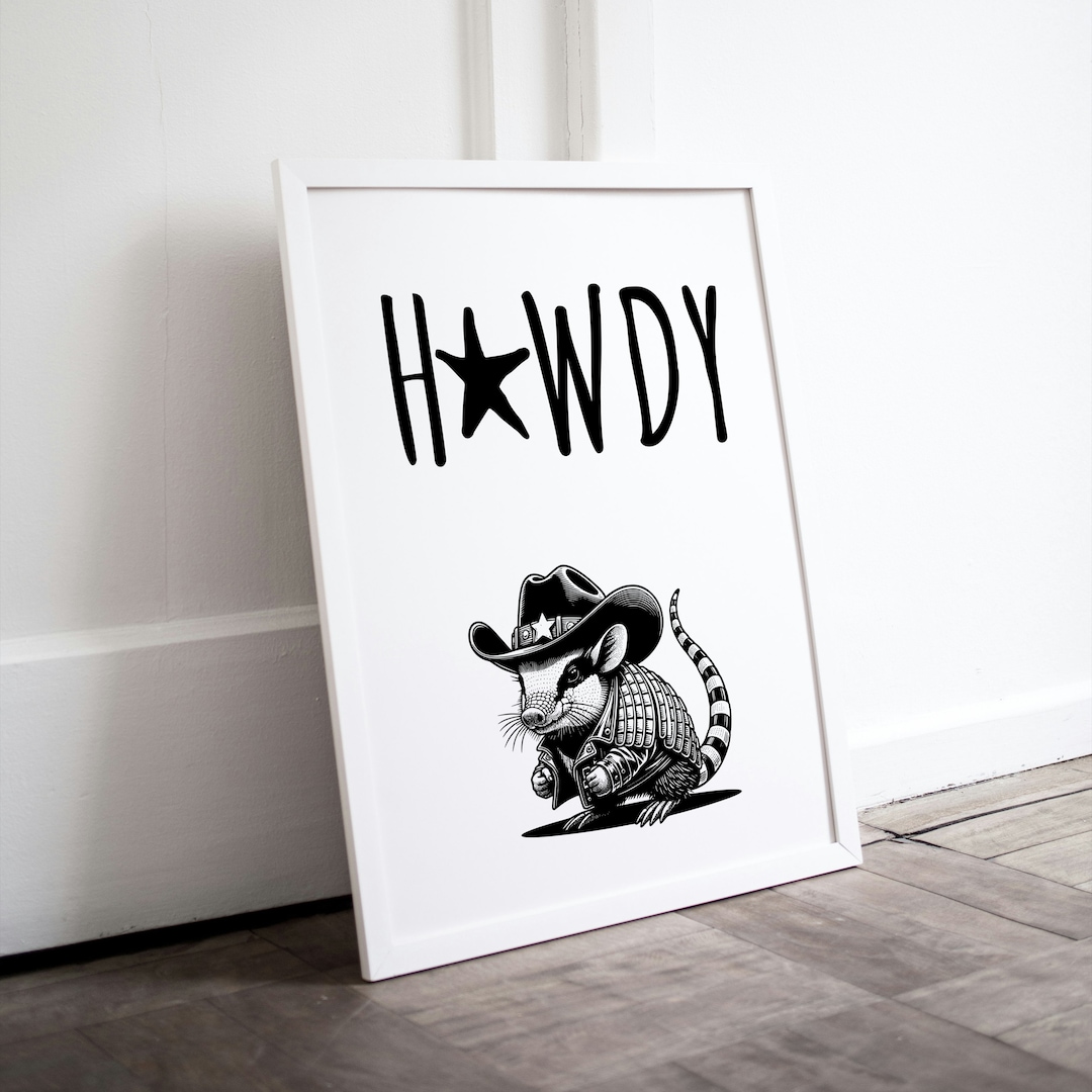 Howdy Poster, Howdy Cowboy, Cartoon Wall Art, Typography as Art, Howdy ...