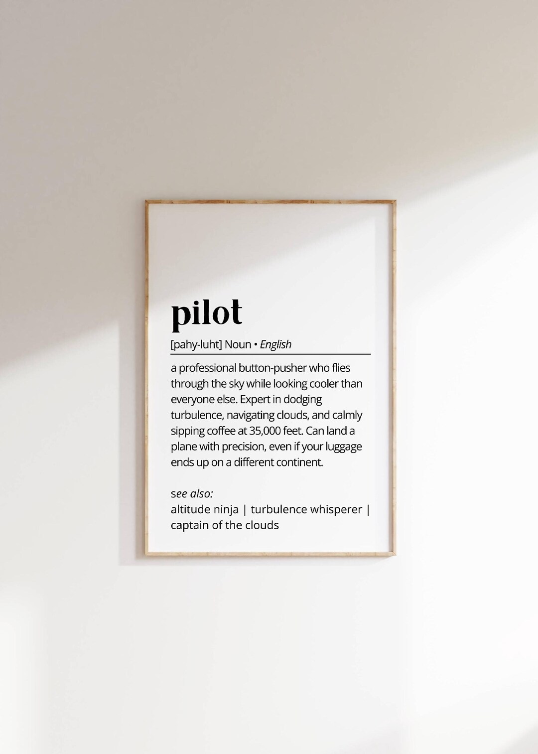 Pilot Definition Wall Art Aviation Humor Printable Gift for Pilots ...