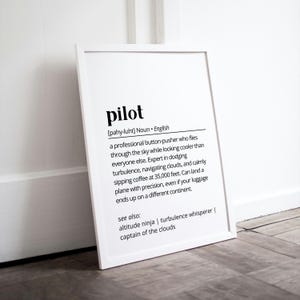 Pilot Definition Wall Art Aviation Humor Printable Gift for Pilots ...
