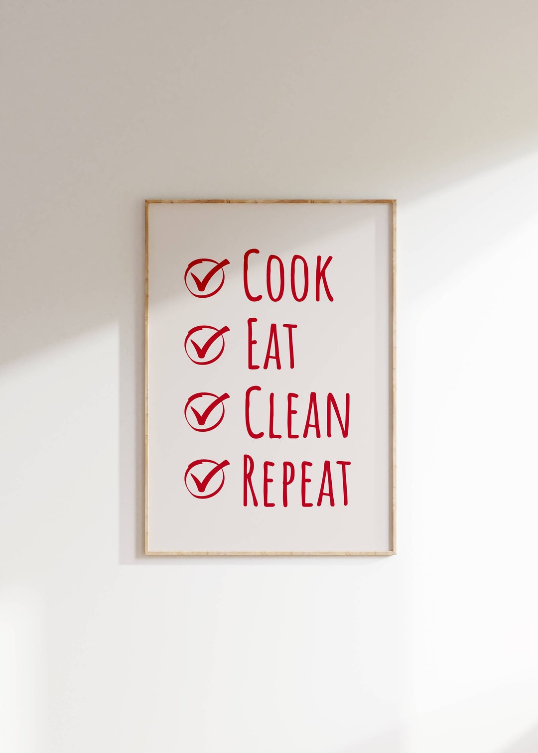 Cook Eat Clean Repeat Print Funny Kitchen Wall Art Daily Routine Decor ...