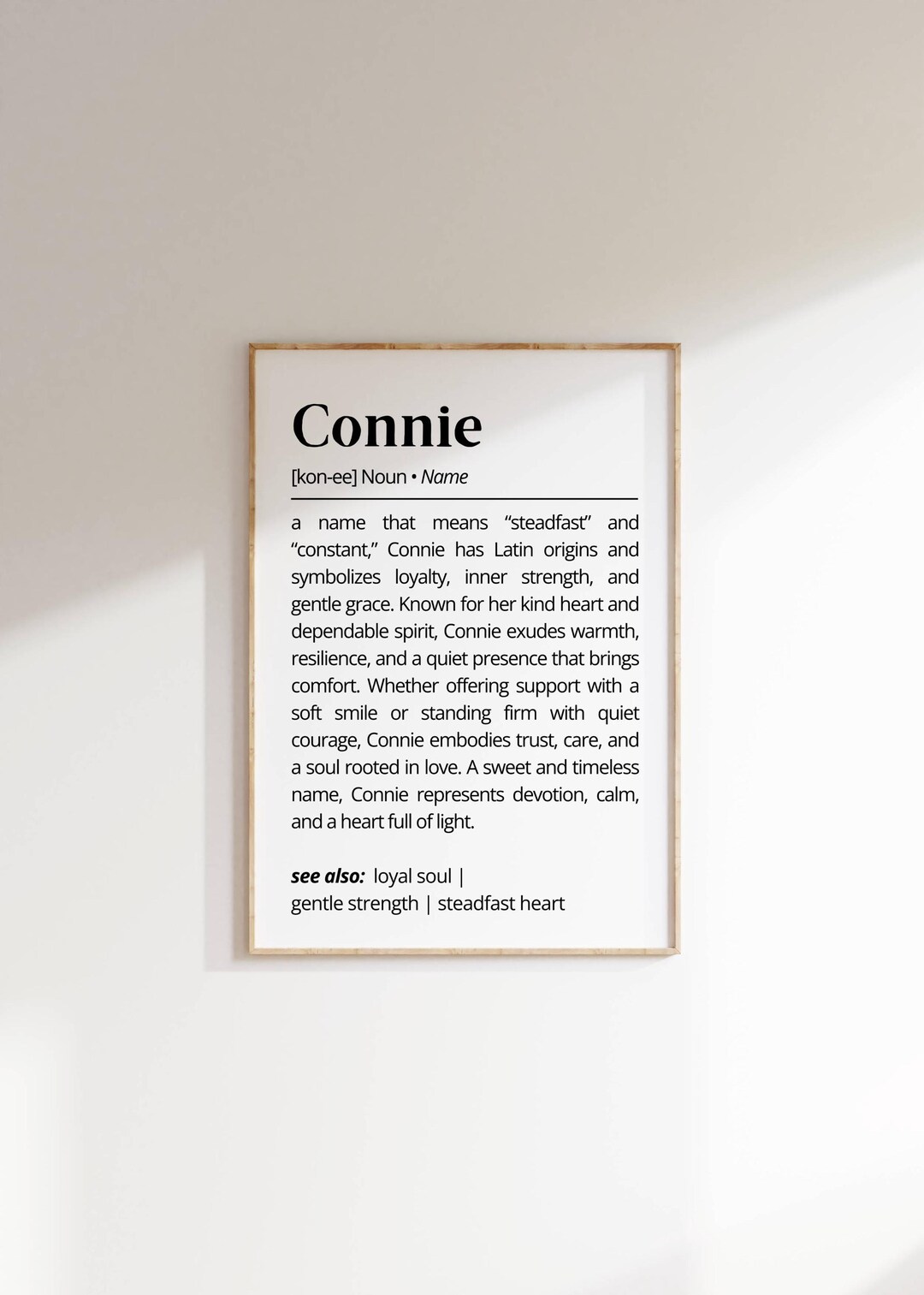 Connie Name Definition Wall Art Personalized Name Meaning Gift for Her ...