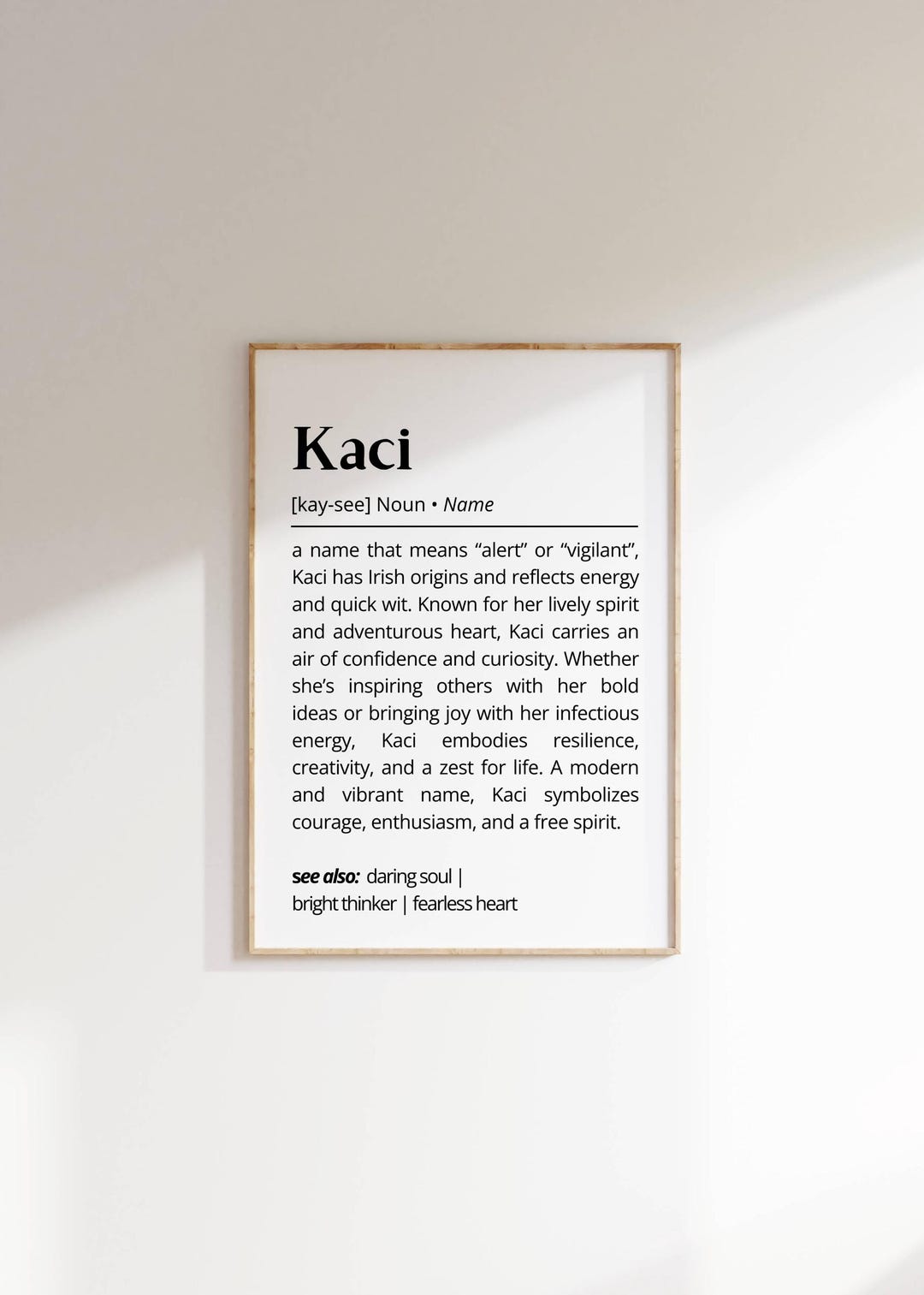 Kaci Name Definition Wall Art Personalized Name Meaning Printable Irish ...
