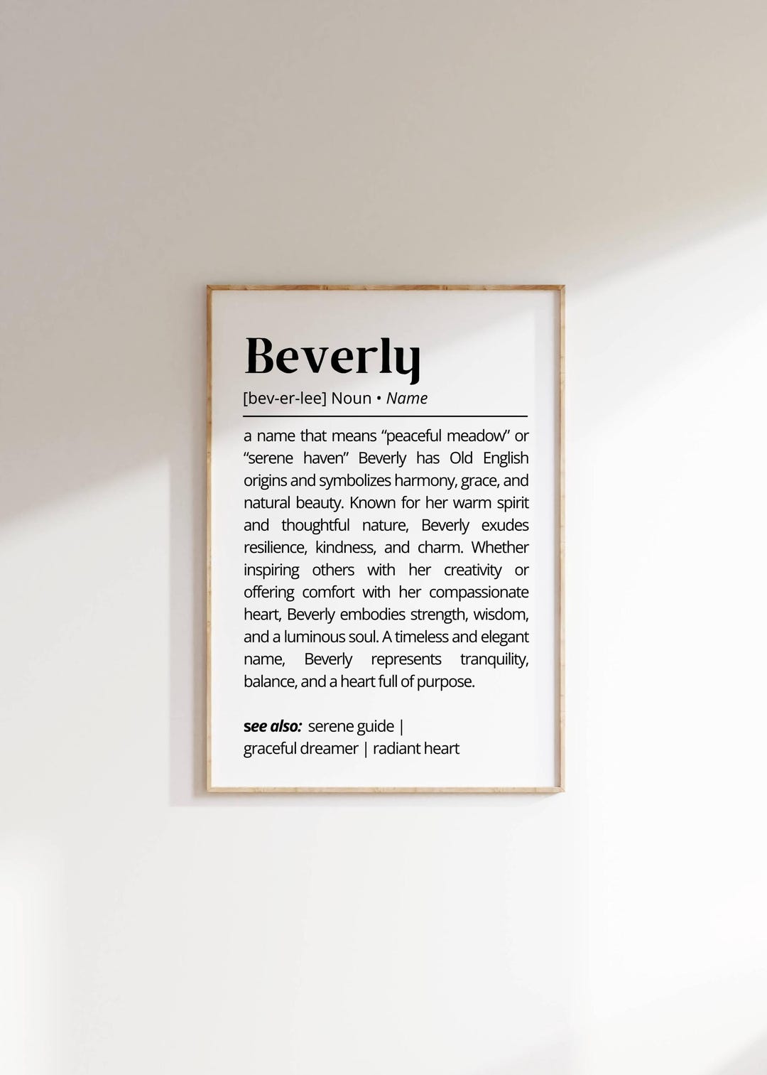 Beverly Name Meaning Print | Personalized Gift | Nursery Wall Art ...