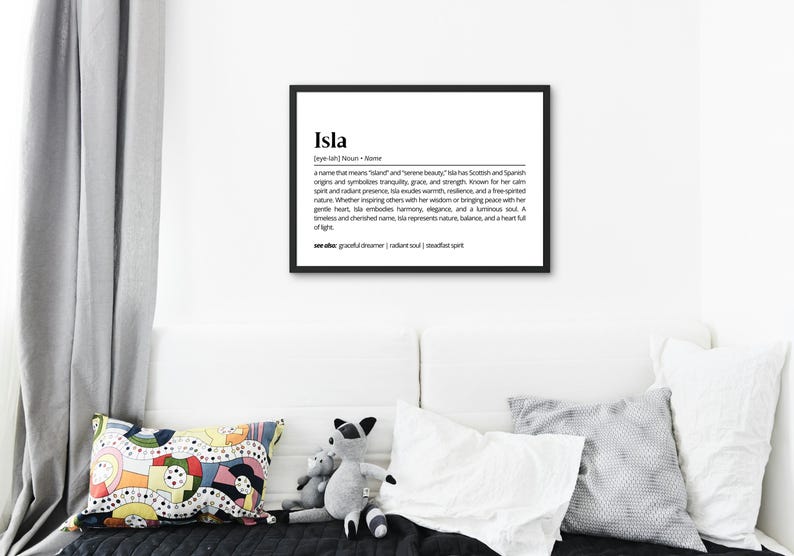 Isla Name Meaning Print | Personalized Gift | Nursery Wall Art ...