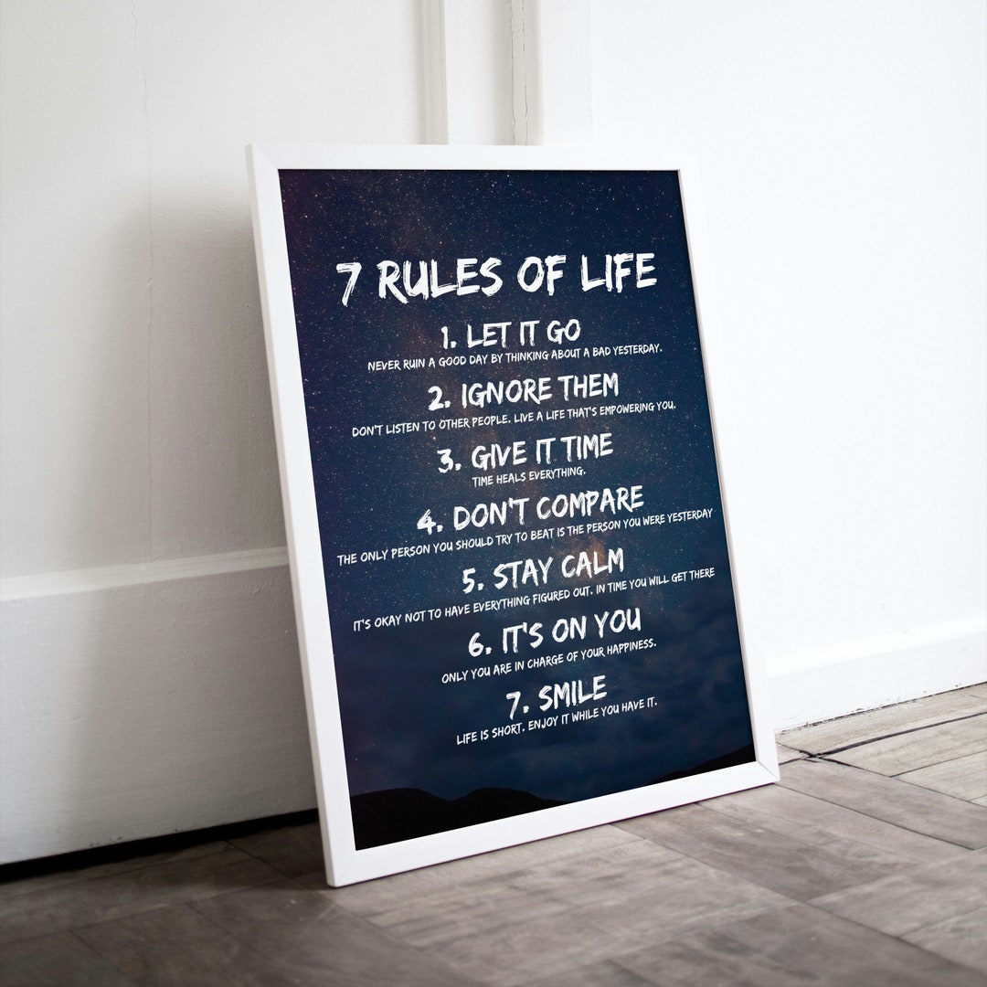 7 Rules of Life, Motivational Poster, Affirmation Poster, Student ...
