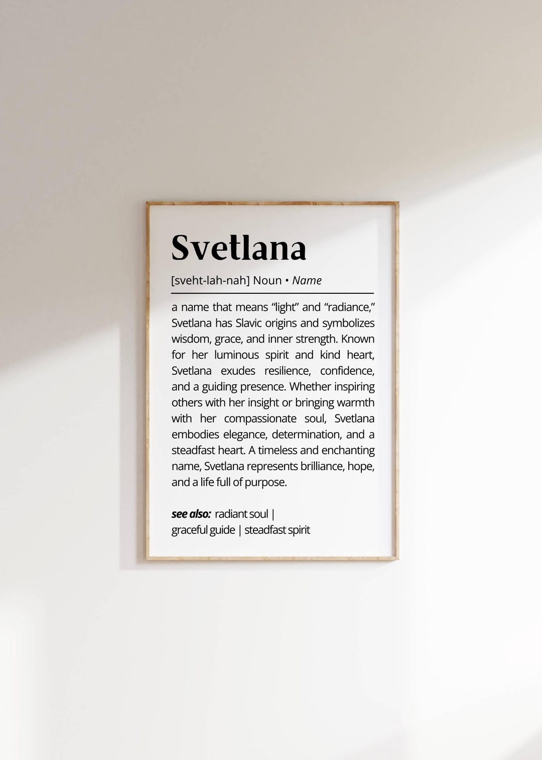 Svetlana Name Meaning Print | Personalized Gift | Nursery Wall Art ...