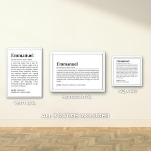 Emmanuel Name Definition Wall Art Typography Art Decor Minimalist Name ...
