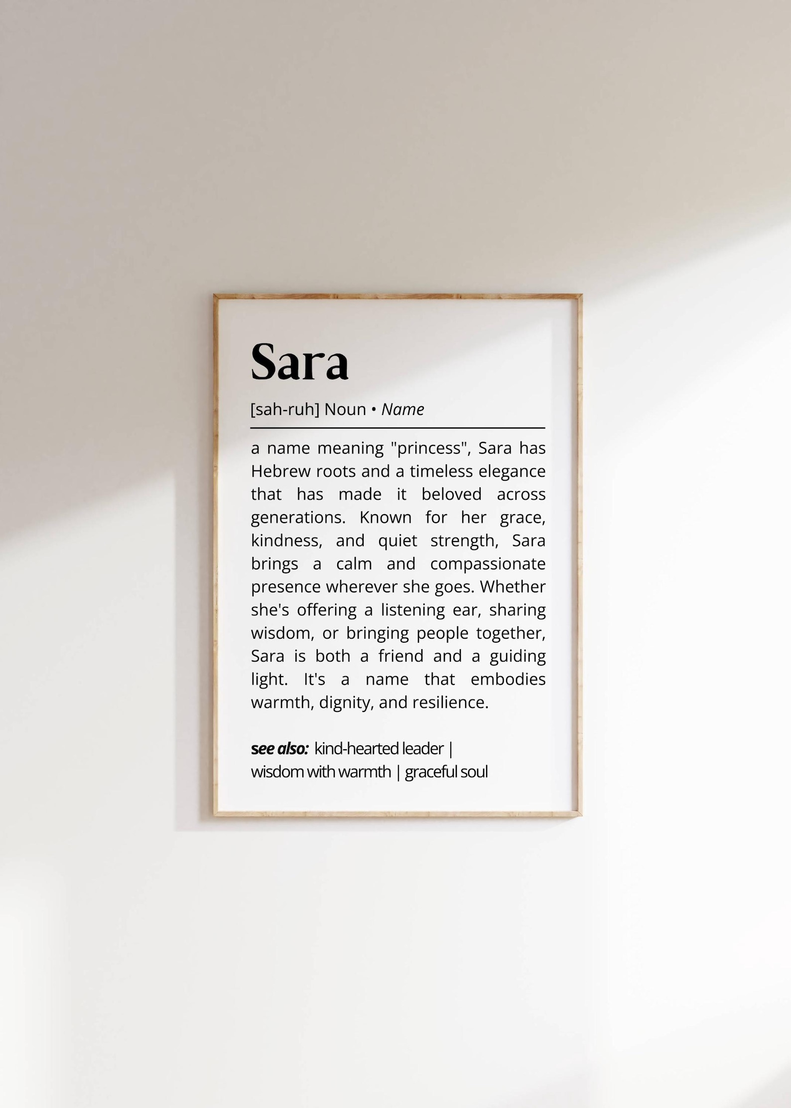 Sara Name Meaning Print | Personalized Gift | Nursery Wall Art ...