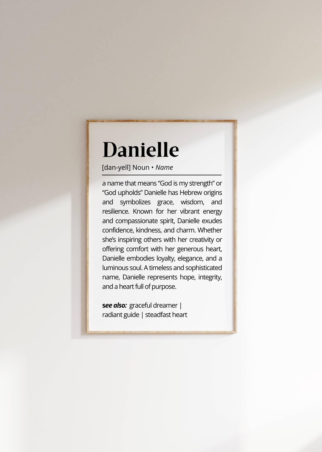 Danielle Name Meaning Print | Personalized Gift | Nursery Wall Art ...