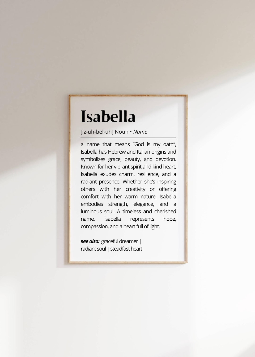 Isabella Name Definition Printable Art Name Meaning Poster Personalized ...