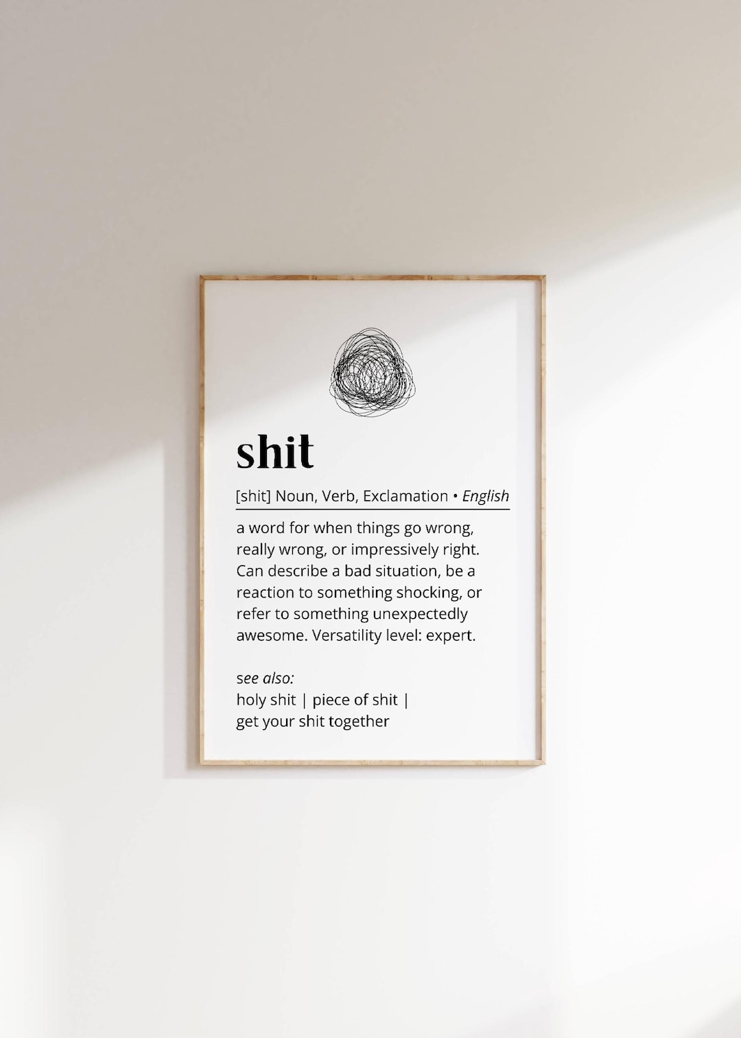 Funny 'shit' Definition Print: Sarcastic Humor Wall Art (digital ...