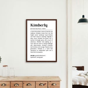 Kimberly Name Meaning Print: Personalized Wall Art (digital Download ...