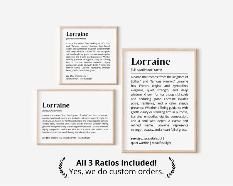 Lorraine Name Definition Print: Personalized Typography Art (digital ...