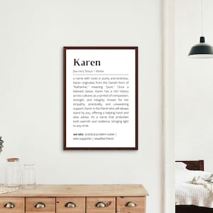 Karen Name Definition Wall Art Personalized Inspirational Name Meaning ...