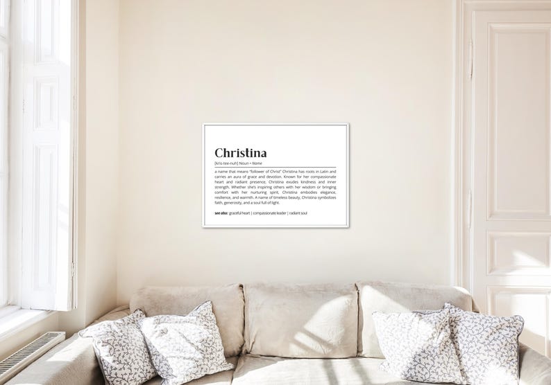 Christina Name Definition Wall Art Personalized Name Meaning Gift Latin ...