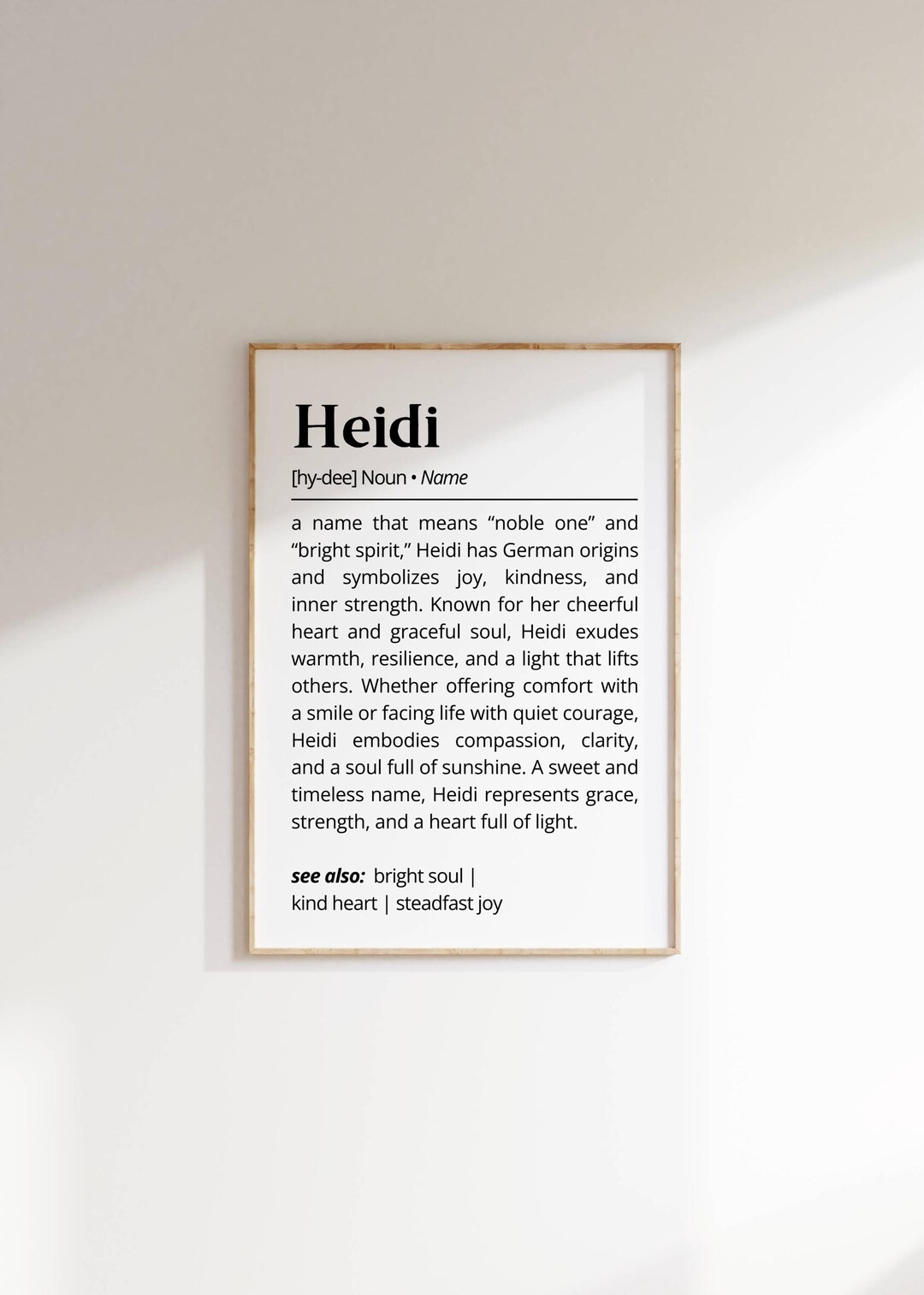 Heidi Name Meaning Art: Personalized Typography Print (digital Download ...