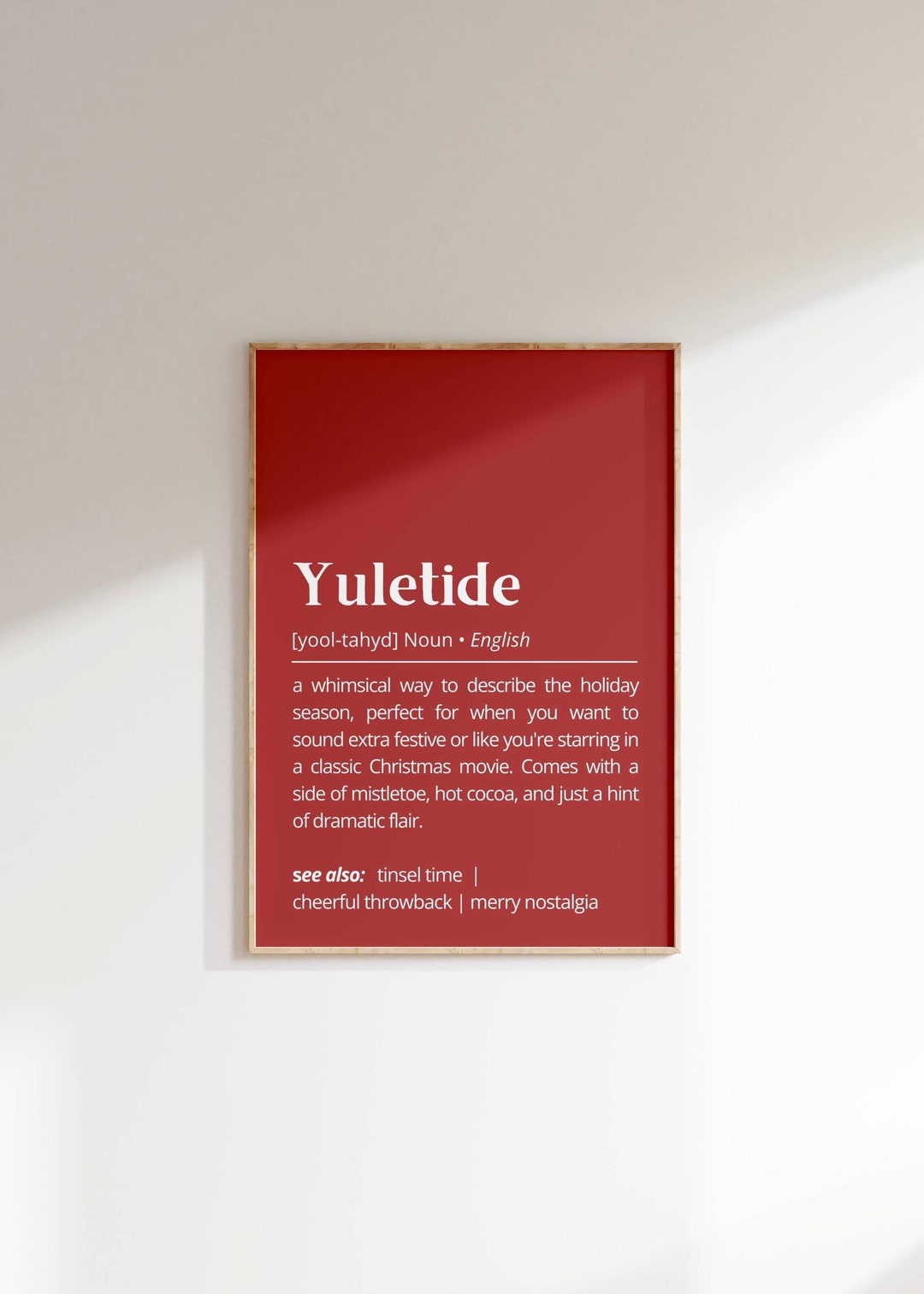 Yuletide Holiday Definition Wall Art Whimsical Christmas Decor Print ...