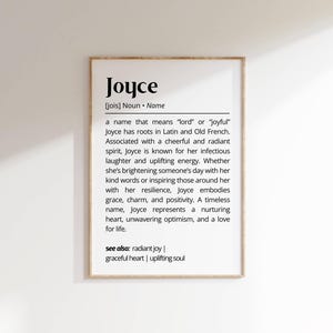 Joyce Name Definition Wall Art Personalized Name Gift Printable ...
