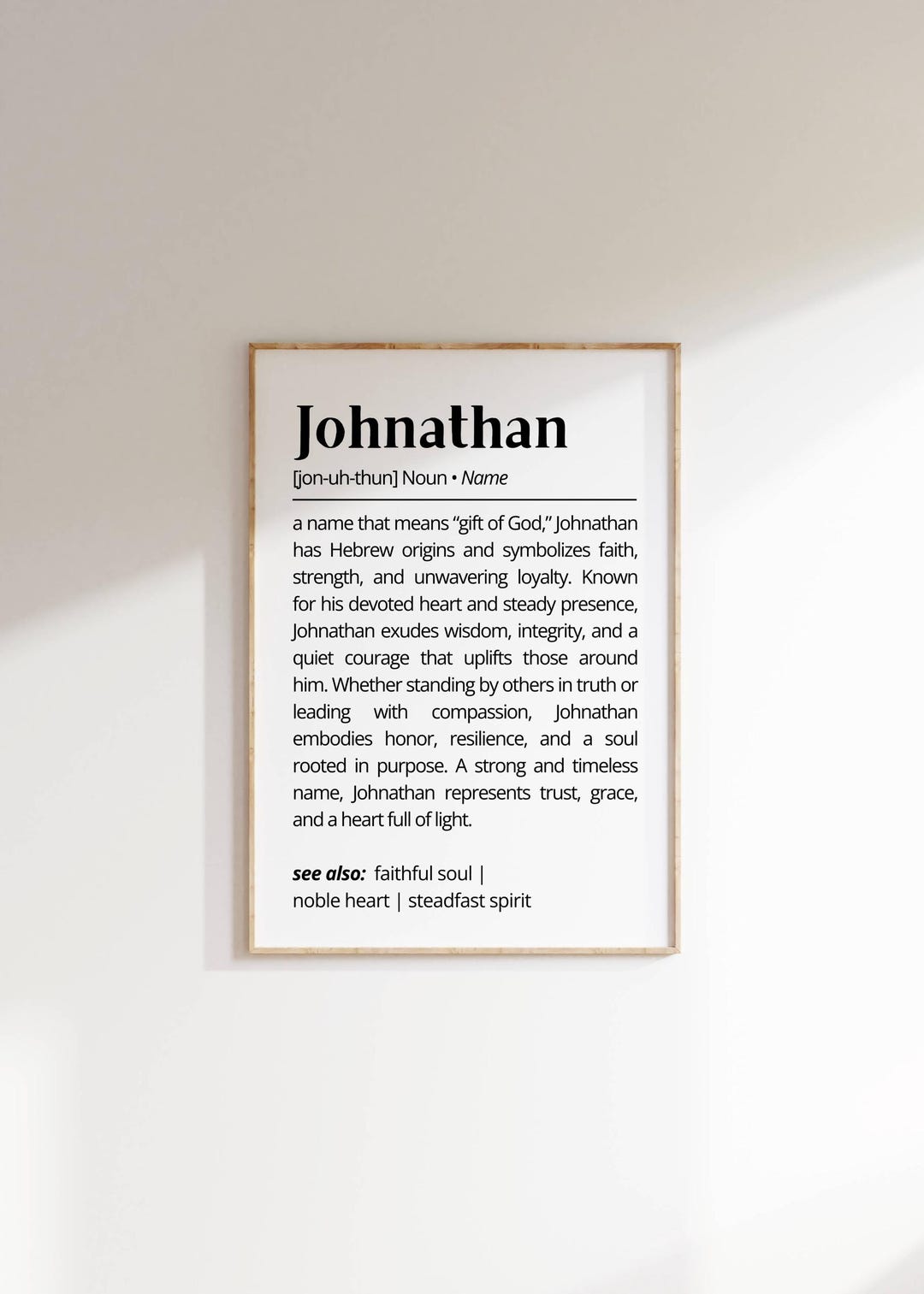 Johnathan Name Meaning Print: Personalized Typography Wall Art (digital ...